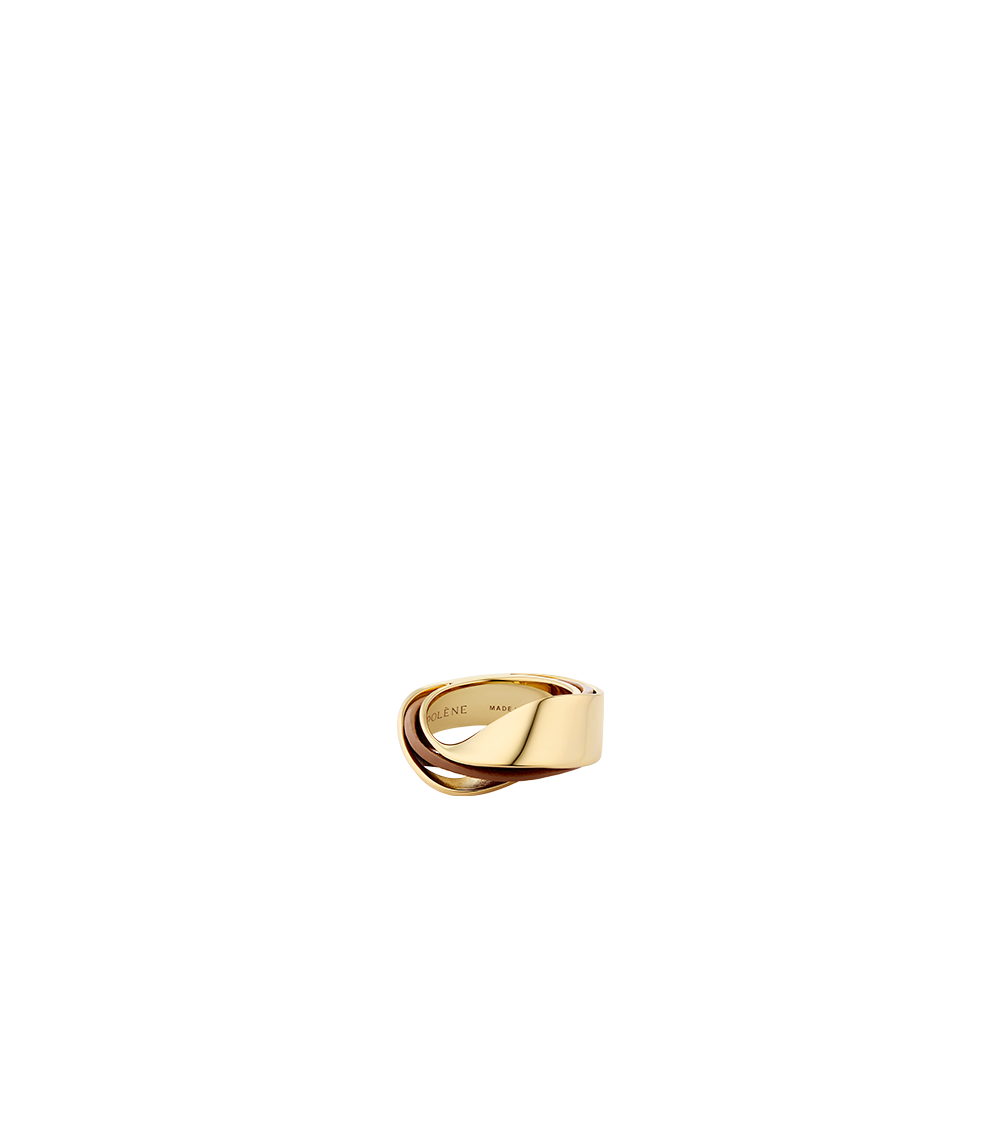 Polène | Ring - Ormé - Gold Gilded with Camel Leather – Polène NL